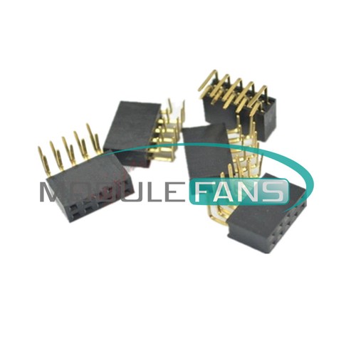 20PCS 2.54mm Pitch 2x5Pin Header Angle Female Right Double Row Socket ...