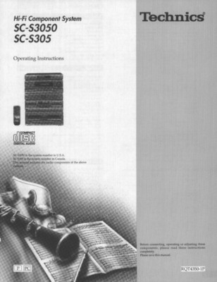 Technics SC-S305 SC-S3050 ST-K55 SU-G86 SH-GE50 RS-TR180 Owners Manual ...