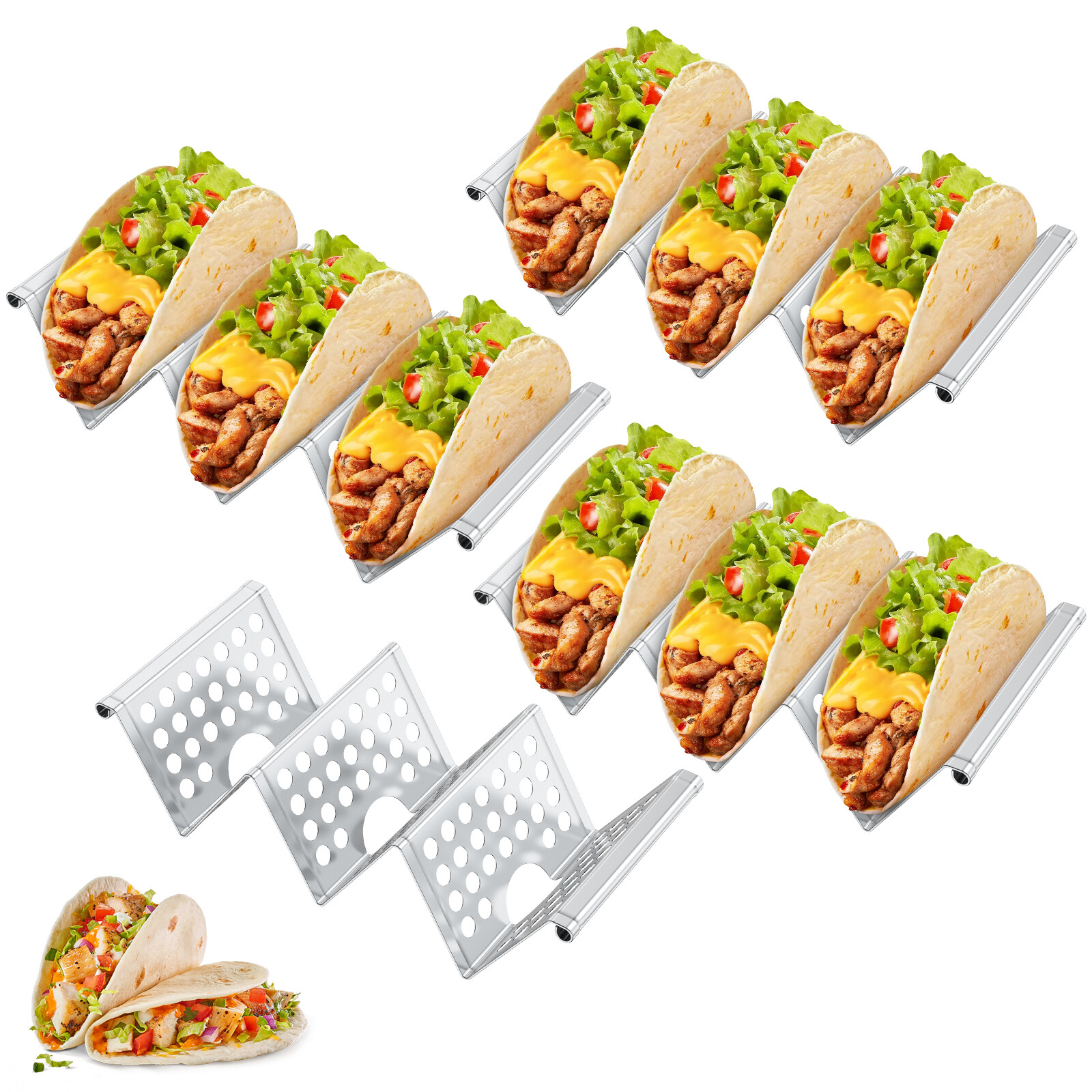 4Pcs Taco Holder Steel Taco Holder Stand Taco Rack Holds Up to 3 Tacos ...