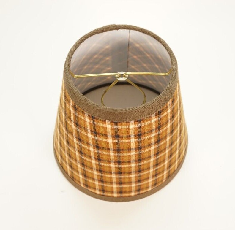 Country Primitive Antique Mustard Brown Homespun Fabric Lampshade Lamp ...