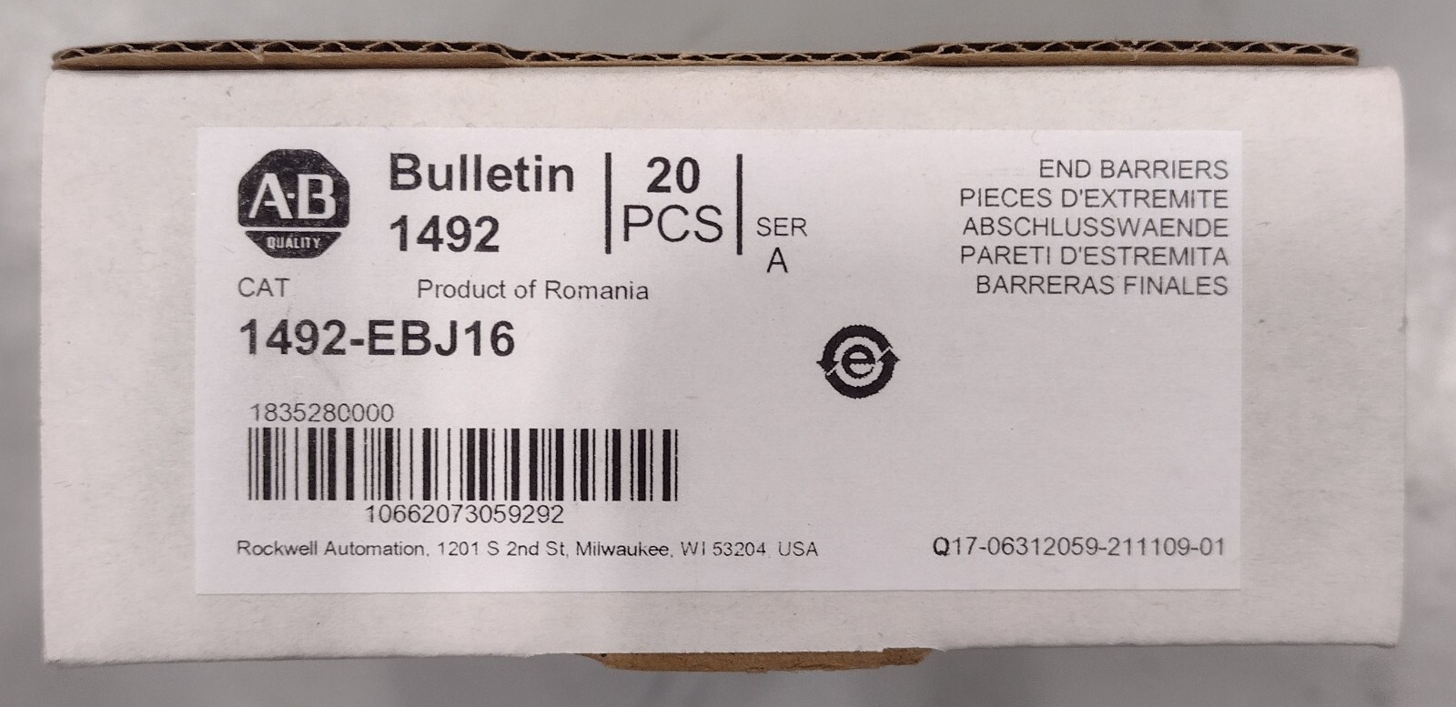 17pc Allen Bradley 1492-ebj16 Terminal Block End Barriers for sale ...