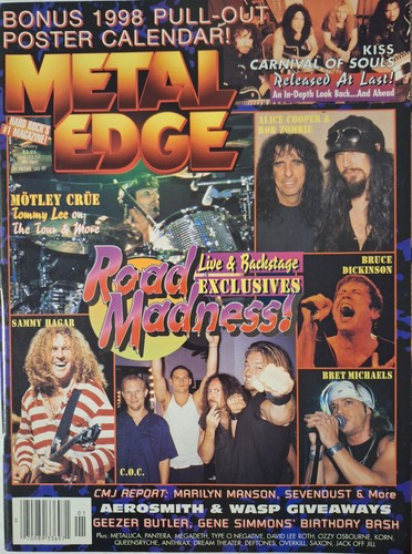 Metal Edge Magazine (Jan 1998) KISS/Motley Crue/Geezer Butler/Bret ...