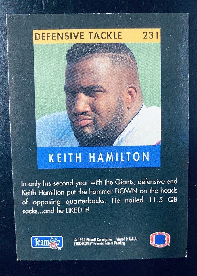 Keith Hamilton Signed Autograph NFL New York Giants Football Card | eBay