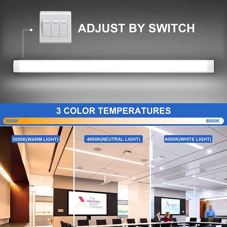 3FT LED BATTEN LIGHT STRIP LOW PROFILE SLIM FLUORESCENT FITTING LAMPS ...