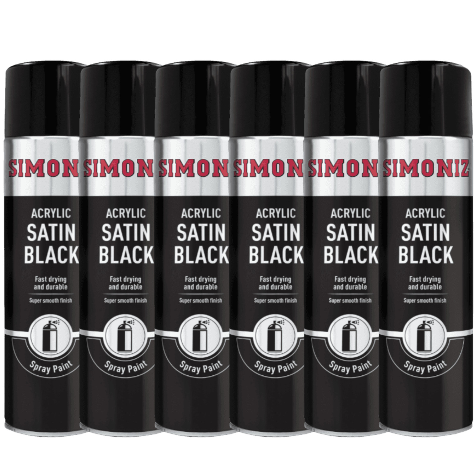Simoniz Satin Black Spray Paint Acrylic Fast Dry Smooth Finish Durable ...