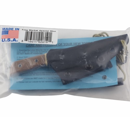 TOPS Frog Market Special Mini Fixed Blade Knife Tan Canvas Micarta Full ...