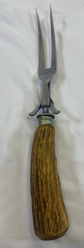 Vintage Carving Fork Stag Antler Handle Cutlery Fork Stainless Steel ...