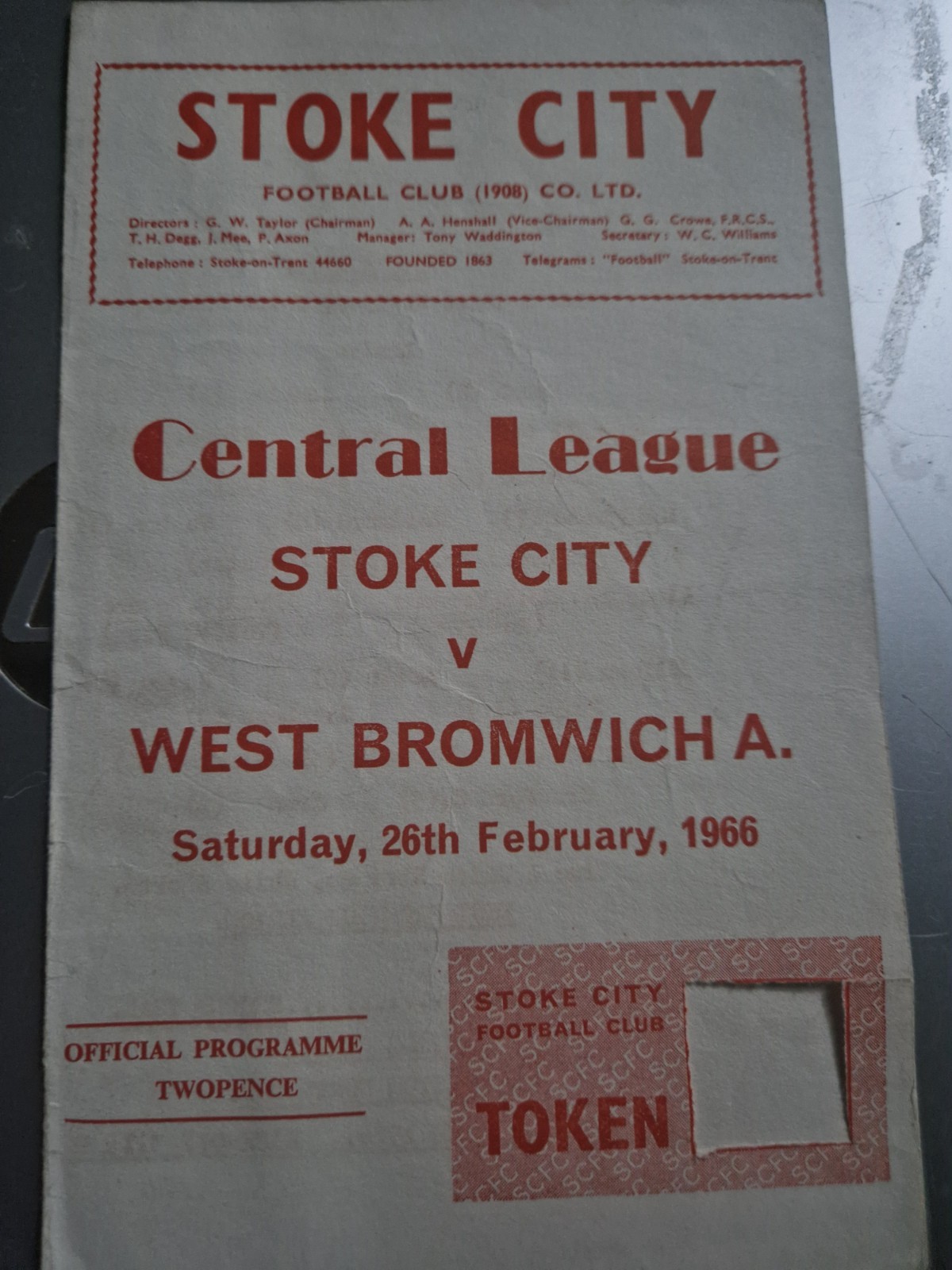 1965/66 Stoke City V West Bromwich Albion Reserves Central League | eBay UK