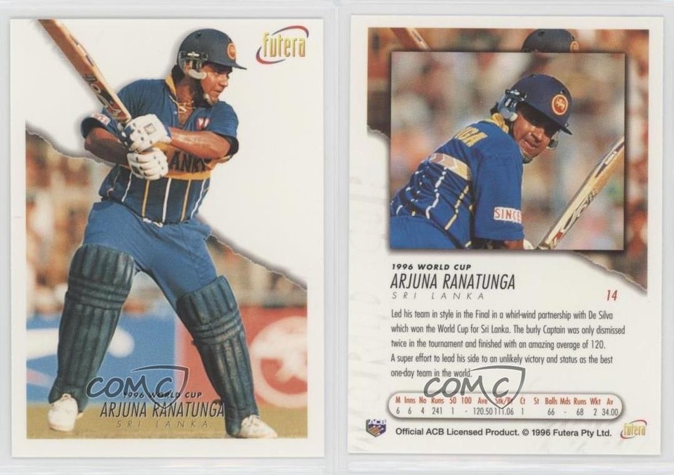 1996 Futera World Cup Cricket Arjuna Ranatunga #14 0jk3 | eBay