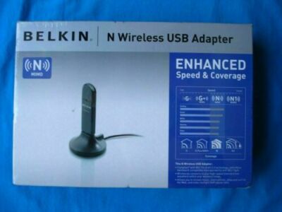 BELKIN N WIRELESS USB NETWORK ADAPTER ENHANCED SPEED & COVERAGE - NEW ...