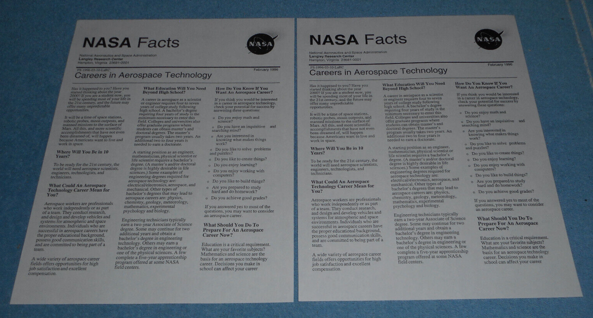 Careers In Aerospace Technology Nasa