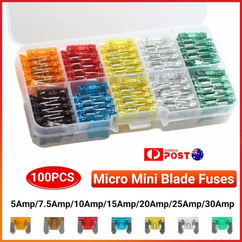 100pcs Micro Mini Blade Fuses Assorted Kit Car Auto SUV Low Profile Amp ...