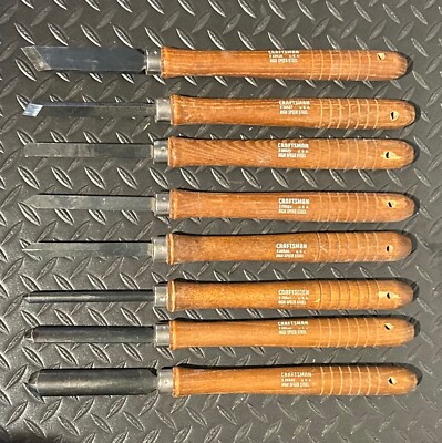 Set 8 Craftsman Wood Turning Lathe Knives Chisels Woodworking Tool ...