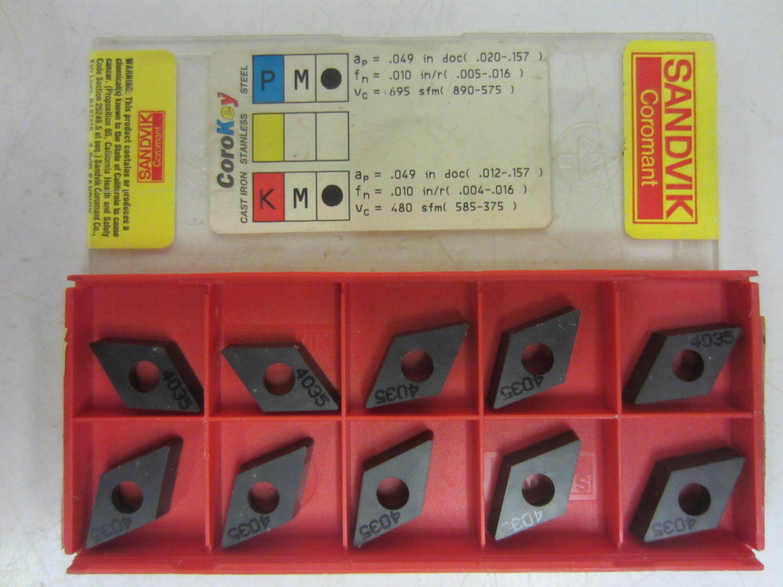(10) NIB Sandvik DCMT 3(2.5)2-UM 4035 Carbide Inserts DCMT 11 T3 08-UM ...