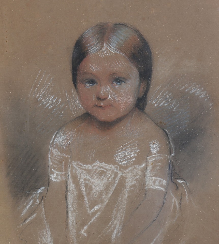 Tecnica Mista 1849 Ritratto Bambino Di Tre Anni Bebè Maternità Nascita ...