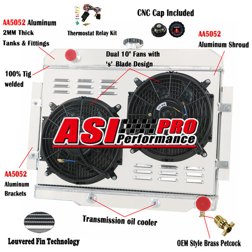 3 Row Radiator Shroud Fan For 1973-85 1982 Jeep CJ5 CJ7 Chevy 350 V8 ...