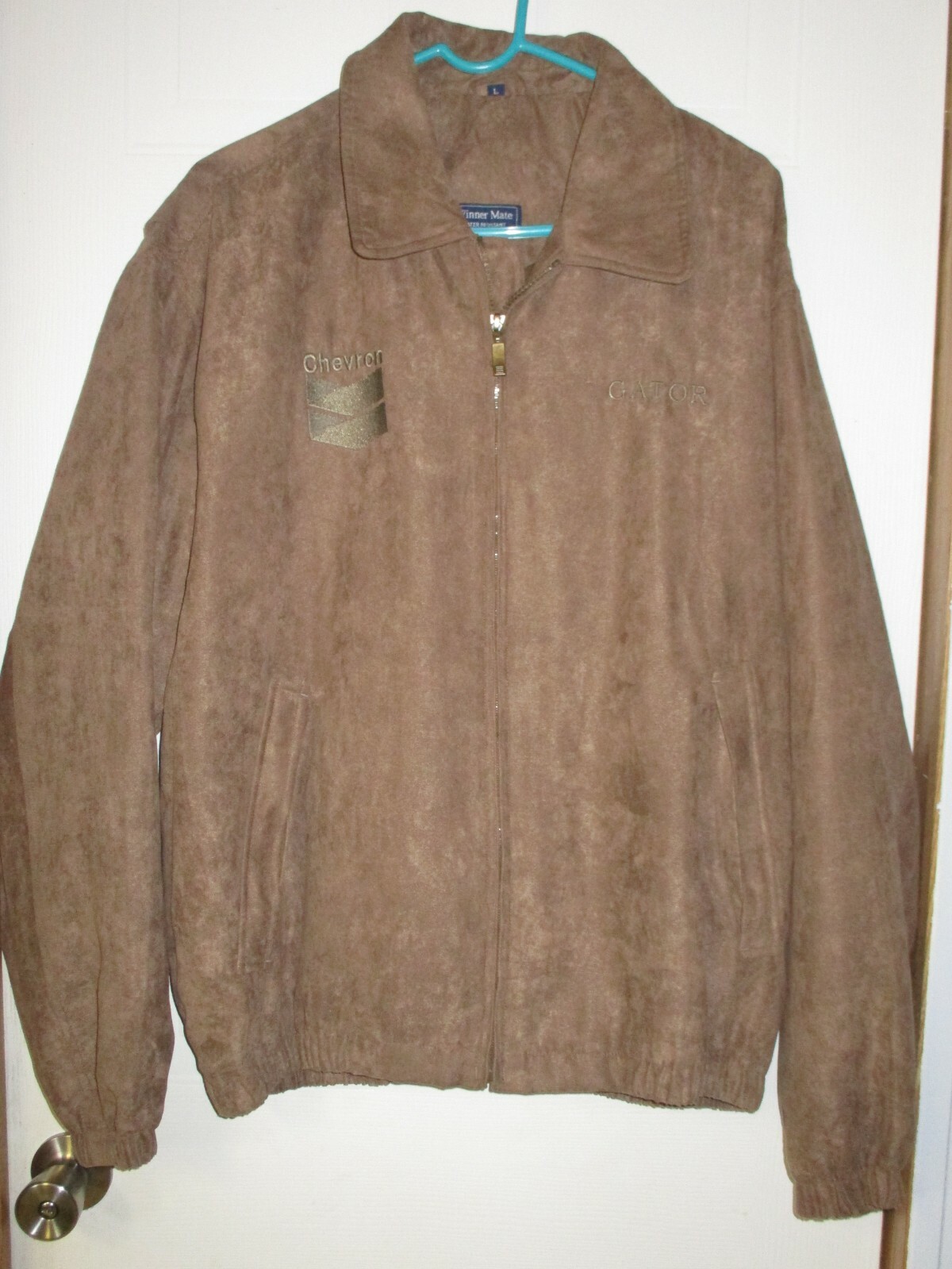 Mens Vintage Winner Mate Chevron Logo Suede Jacket Si… - Gem
