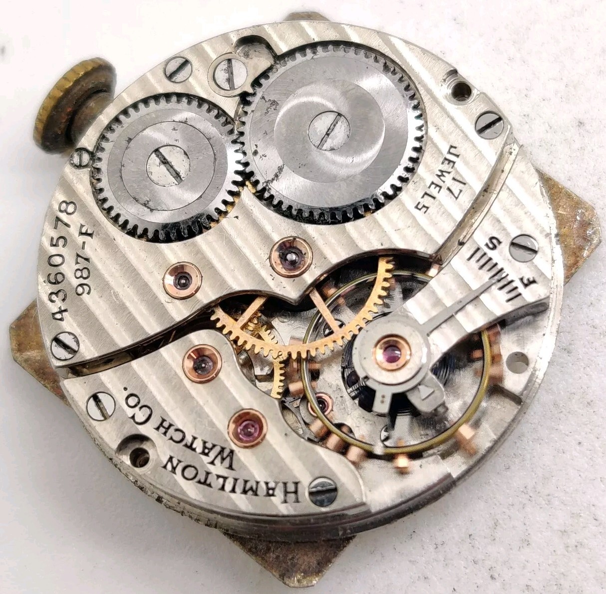 Vintage Hamilton Cal. 987-F 17 jewel watch movement Runs For Repair | eBay