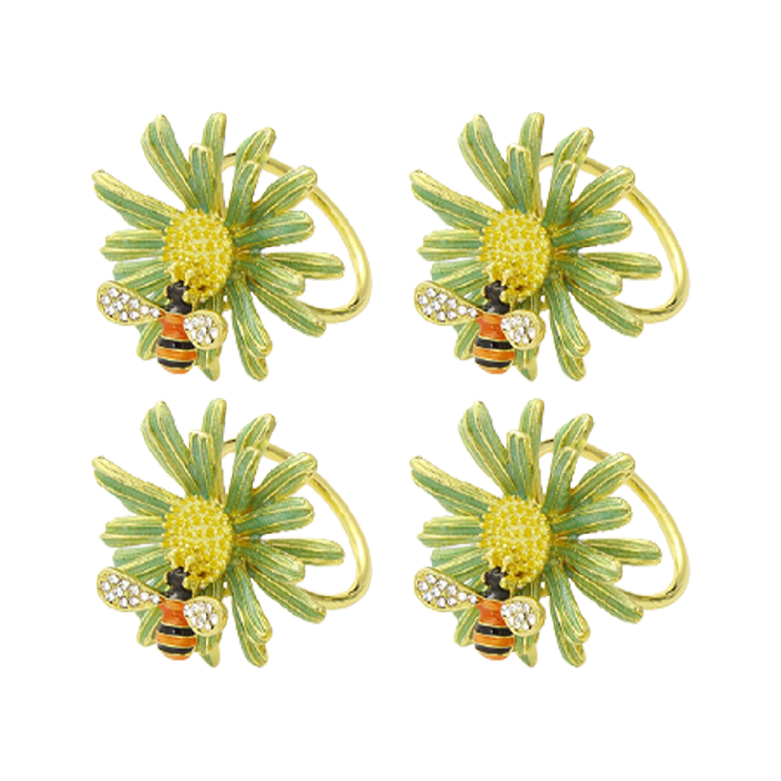 4pcs Napkin Rings Eye-catching Exquisite Flower Bee Napkin Rings Set ...