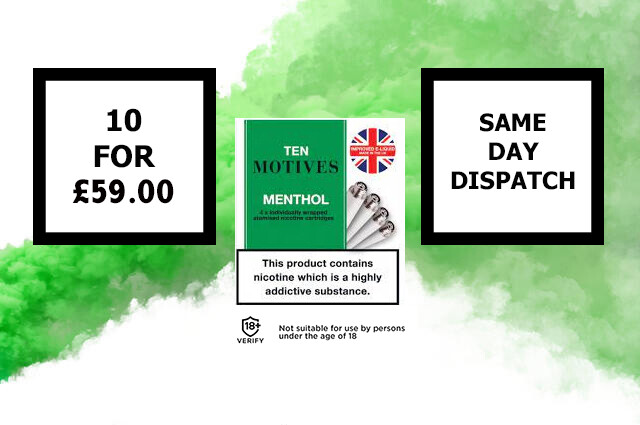 10 Ten Motives Menthol Cartomizer (4pk) Cartridge Refills Various ...