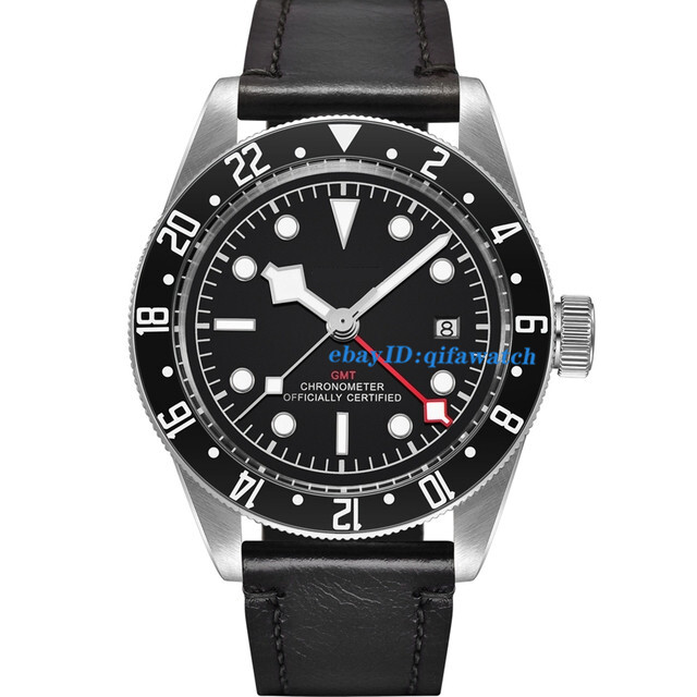 41mm GMT Sapphire Glass Black Sterile Dial Titanium Bezel Automatic ...