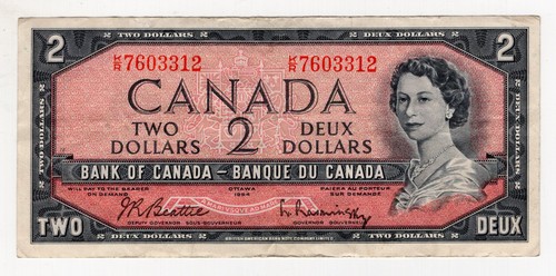 1954 BANK OF CANADA TWO 2 DOLLAR BANK NOTE KR 7603312 NICE BILL | eBay