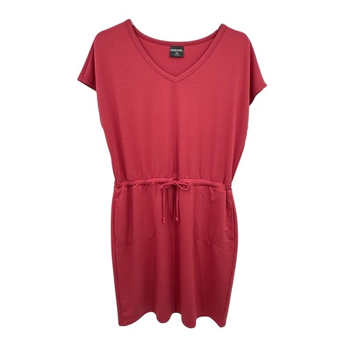 32 Degrees Cool dress stretch knit V neck drawstring waist pockets ...
