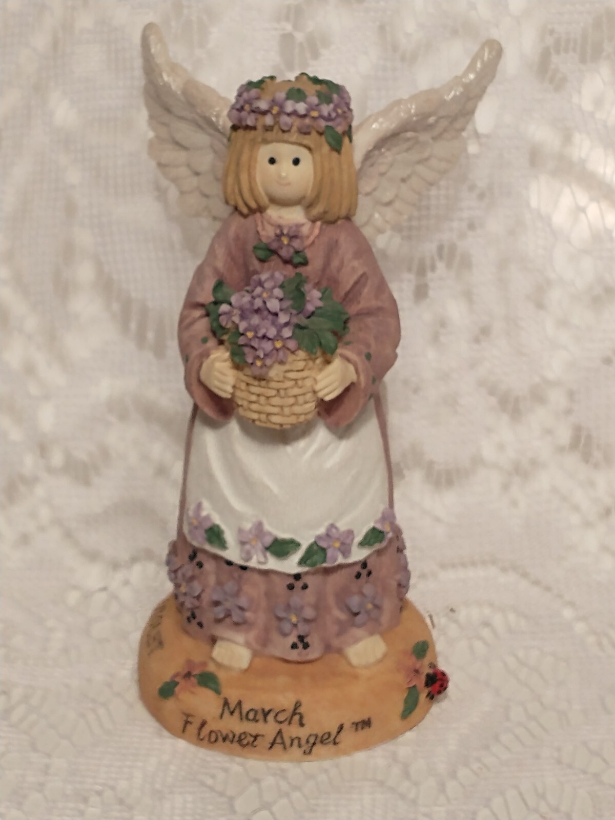 Resin Flower Angel March Violet Figurine 1995 Linda Grayson Collection ...