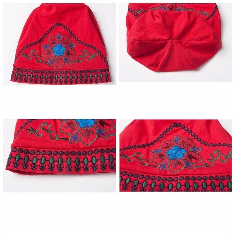Ladies Chinese Ethnic Turban Hat Cap Head Wrap Scarf Embroidered Floral ...