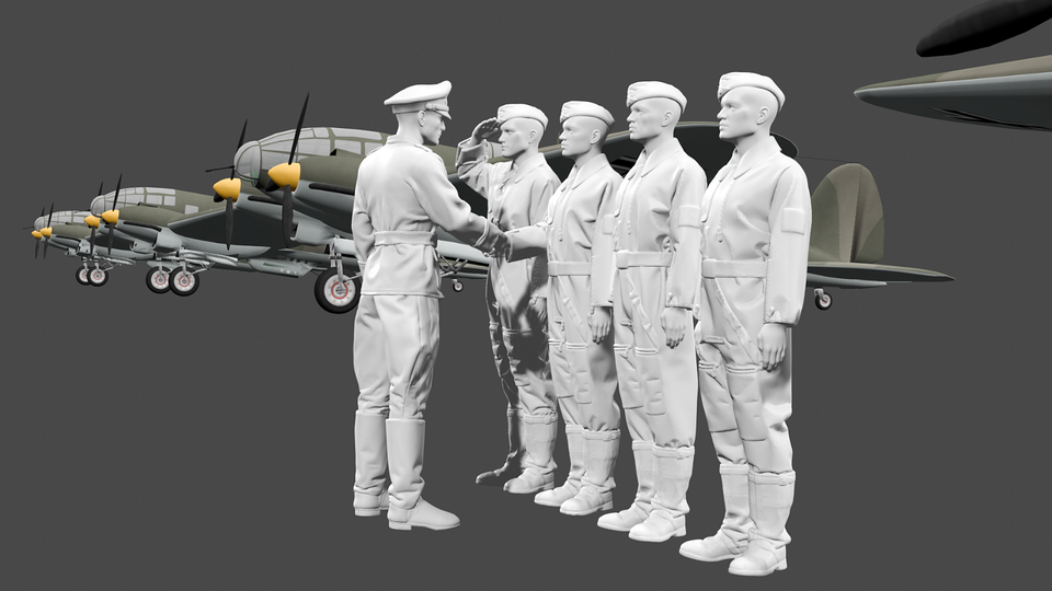 WWII Luftwaffe - Bomber Crew - Field Caps - 5 Figure Set | eBay