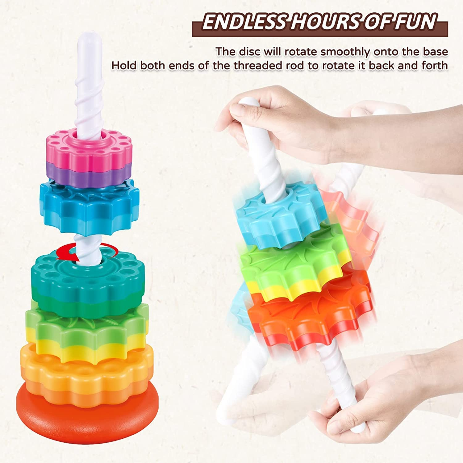 Baby Spinning Toy, Rainbow Stacking Toys for Toddlers 1-3, Ring Stacker ...