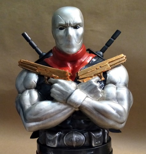 Beach Bronze Deadpool Bust Coin Piggy Bank 7” Hand Painted & Signed by ...