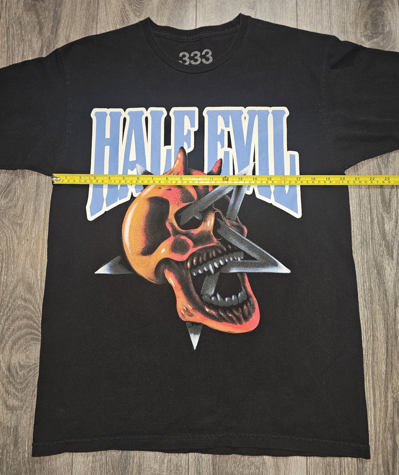 Half Evil 333 Demon Skull Star Graphic T-Shirt Black Red Blue Men's ...