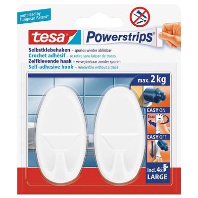 Tesa Powerstrips Crochet Grand " Blanc Ovale Bande Collante Adhésive | eBay