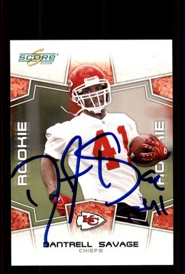 Signed Football Card Auto Dantrell Savage 2008 Score #389 Kansas City ...