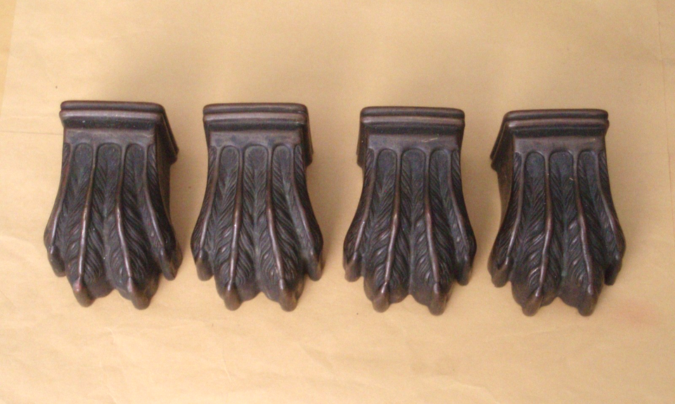 4) Antique Bronze/Brass Claw Feet Furniture Leg Caps | eBay