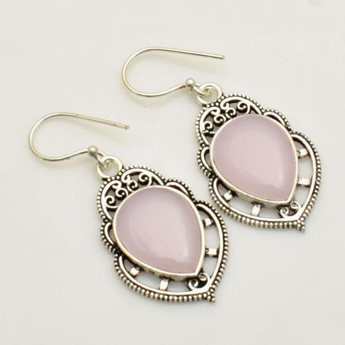 Rose Chalcedony Gemstone Handmade Drop Dangle Earrings Jewelry Gift 2 ...