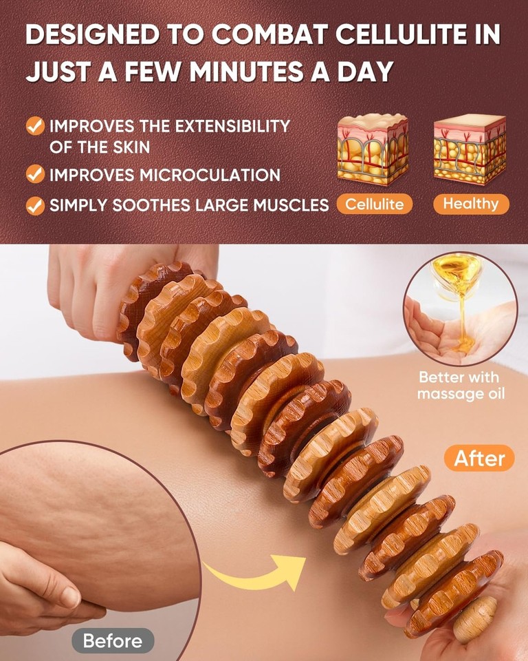 ONUEMP Cellulite Roller for Legs, Wood Therapy Massage Tools ...