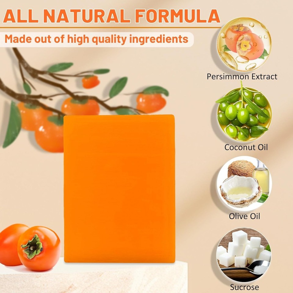 3 PCS Persimmon Soap Bar for Body Odor Control, Purifying Deodorizing ...