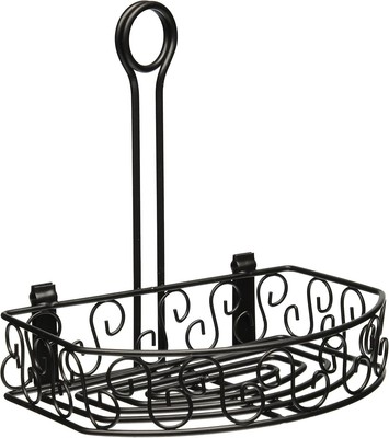Winco WBKH-6SB Round Black Wire Condiment Caddy with Straight Back, 6. ...