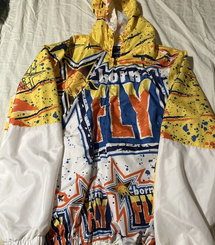 Born Fly Mens Logo Run Yellow with graphics Hoodie Windbreaker Jacket ...