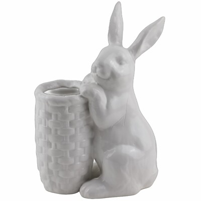 Raz Imports Bunny Rabbit Bud Vase Planter Easter Table Piece White ...