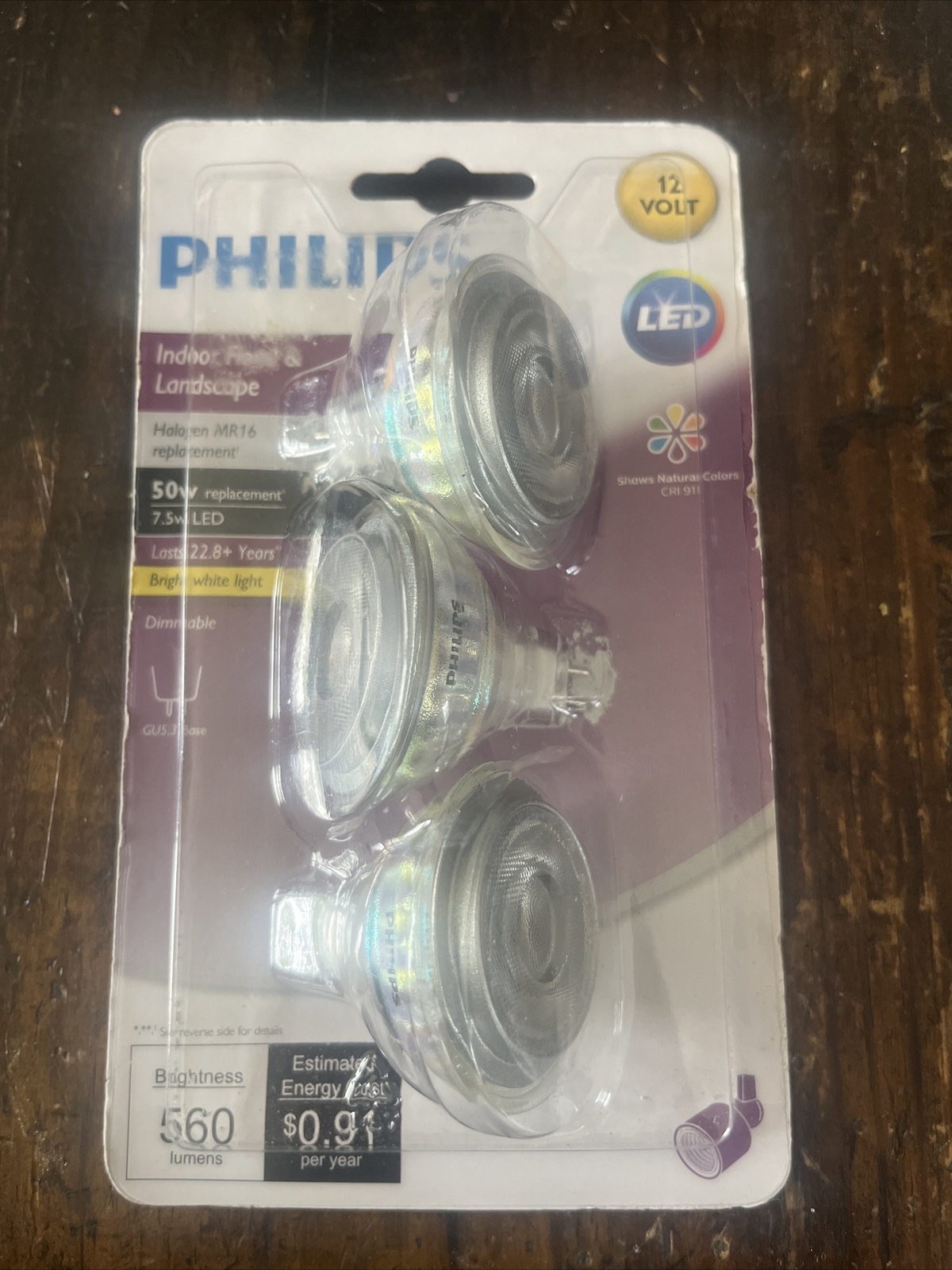 Philips 50W Halogen MR16 12 volt LED Bulb 531913 (3 Pack) Dimmable ...