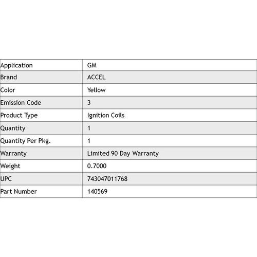 Accel Yellow single Ignition Coil for GM/SAAB/Suzuki 2.8L/3.2L/3.6L V6 ...