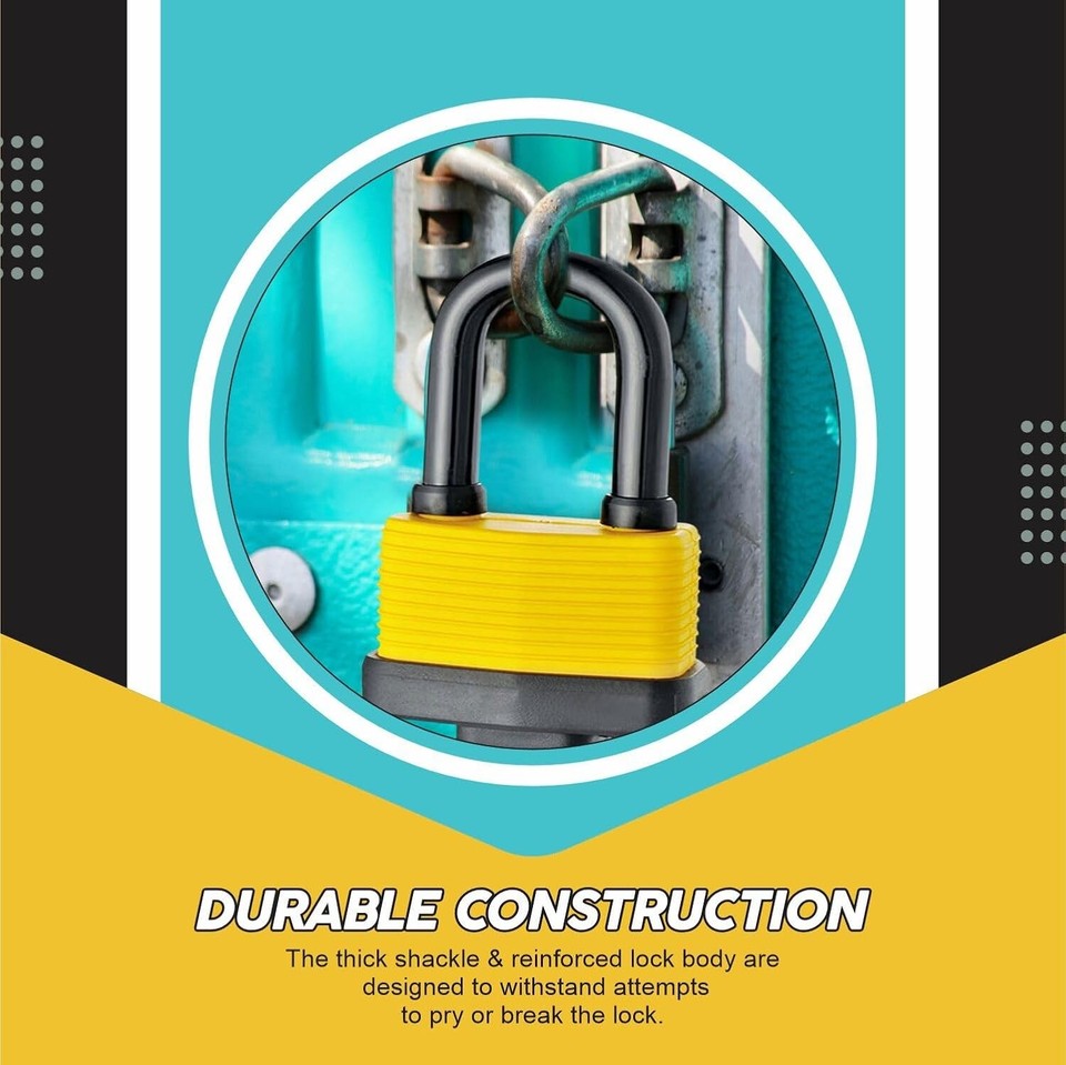 Padlock 40mm Long Shackle Waterproof Heavy Duty Steel Gate, Shed ...