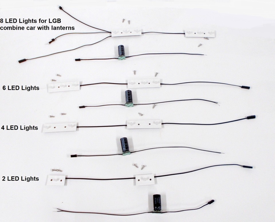 4 DIFFUSED WARM WHITE LED LIGHTS 7/24 DC LGB PASSENGER CARS G SCALE ...