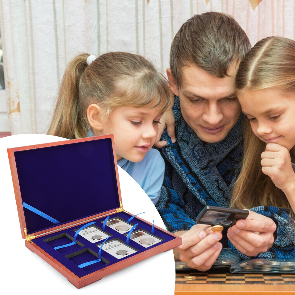 Coin Slab Storage Box Solid Wooden Display Case for 6 Certified PCGS ...