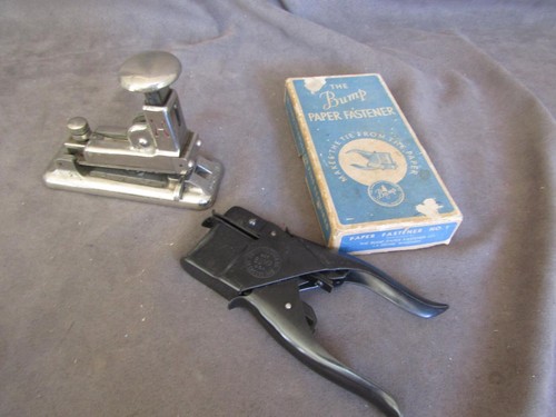 Vintage E H Hotchkiss Stapler Model 3A & Bump Paper Fastener #1 with OB ...