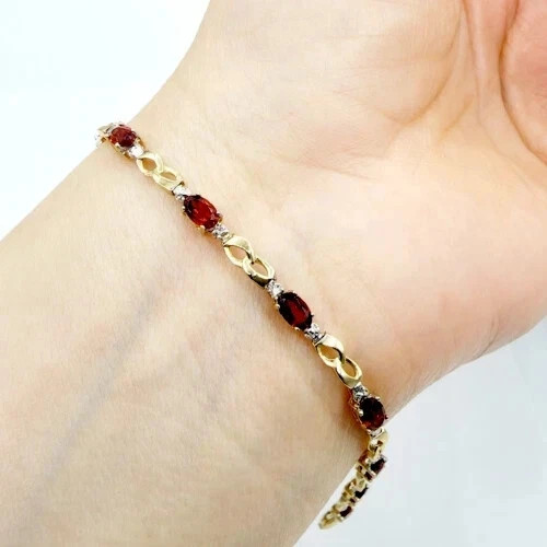 5.5 ct Oval Cut Simulated Ruby Charming Tennis Bracelet 14k Yellow Gold ...