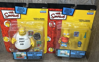 THE Simpsons WOS Interactive Figure COMIC BOOK GUY & BRAIN FREEZE BART ...